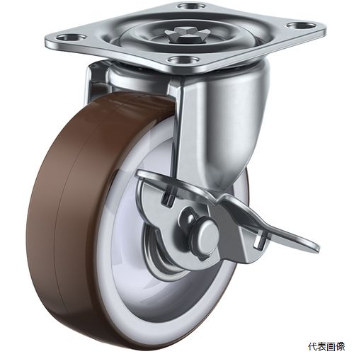 【特長】 ●標準的な小型キャスターです。最小サイズから取りそろえています。 ●ウレタン車輪は耐油性、耐摩耗性に優れています。 【用途】 ●軽量用台車 【仕様】 ●許容荷重(daN)：55 ●許容荷重(kgf)：56.1 ●車輪径D(mm)：...