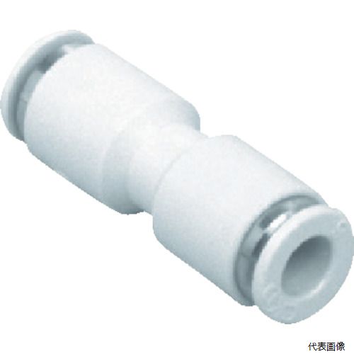 【特長】 ●難燃性樹脂（UL-94規格V-0相当）標準+黄銅部ニッケルメッキ+ネジ部シール材標準塗布 【用途】 ●片口ストレートチューブ ●適合チューブ外径(mm)：10 ●接続口径：ねじなし ●全長(mm)：45 ●使用流体：空気 ●使用...
