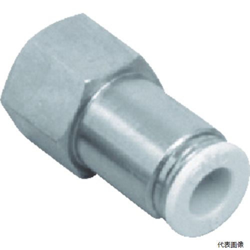 【特長】 ●難燃性樹脂（UL-94規格V-0相当）標準+黄銅部ニッケルメッキ+ネジ部シール材標準塗布 【用途】 ●片口ストレートチューブ+オネジ ●適合チューブ外径D(mm)：10 ●接続口径：Rc3/8 ●六角対辺(mm)：19 ●最高使...