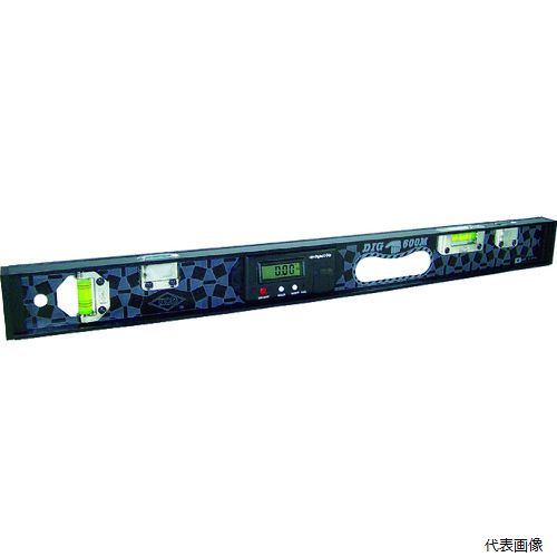 【特長】 ●選べる4つのモード。0.05°単位表示の高精度タイプです。 ●マグネット付測定面、V溝付測定面、どちらも使える優れものです。 【用途】 ●傾き測定に。 【仕様】 ●長さ(mm)：600 ●高さ(mm)：56 ●厚さ(mm)：26...