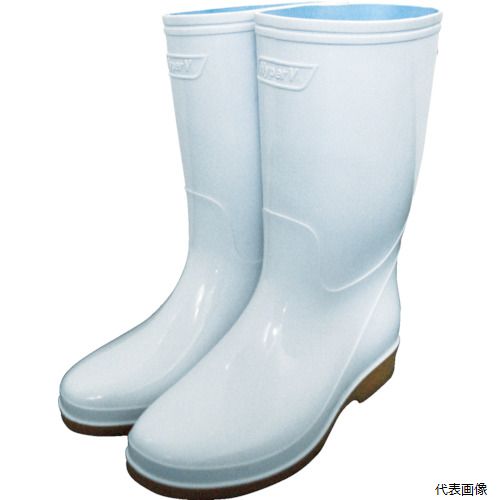 【特長】 ●耐油ビニールです。 ●耐滑性（グリップ力）区分5に適合しています。 【用途】 ●水産加工業・食品工場などに。 【仕様】 ●寸法(cm)：28.0 ●足幅サイズ：EE ●靴丈(cm)：32 ●色：ホワイト ●EU(ヨーロッパ)規格...