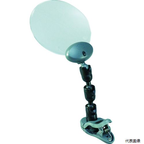 【特長】 ●アクリル製レンズなので、軽くてわれにくいです。 ●クリップ付なのでハンズフリーで作業ができます。 ●連続20時間使用可能です。 【用途】 ●部品の組立て・検査。 ●倍率(倍)：2 ●レンズ寸法(mm)：φ105 ●全長(mm)：...