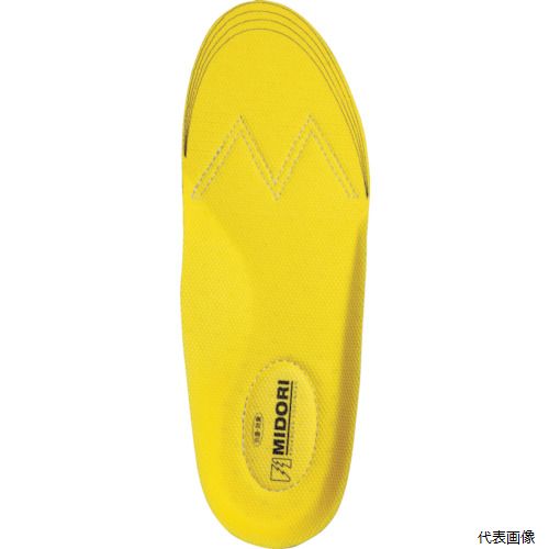 【特長】 ●つま先部とかかと部に導電材があります。 ●抗菌防臭加工です。 【用途】 ●静電気帯電防止仕様靴の中敷。 【仕様】 ●色：イエロー ●適合靴サイズ(cm)：23.0〜24.5 ●踏み抜き防止板有無：なし 【材質／仕上】 ●合成材、...
