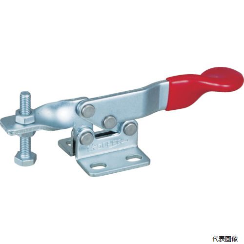 【特長】 ●ほとんどの機種のカシメ(支持)ピンにステンレスを採用し、長期の使用に対応しています。 【用途】 ●検査治具をはじめ、熔接治具、その他組立治具、加工治具に。 【仕様】 ●全長(mm)：93 ●締圧力(kN)：0.2 ●付属ボルト径...