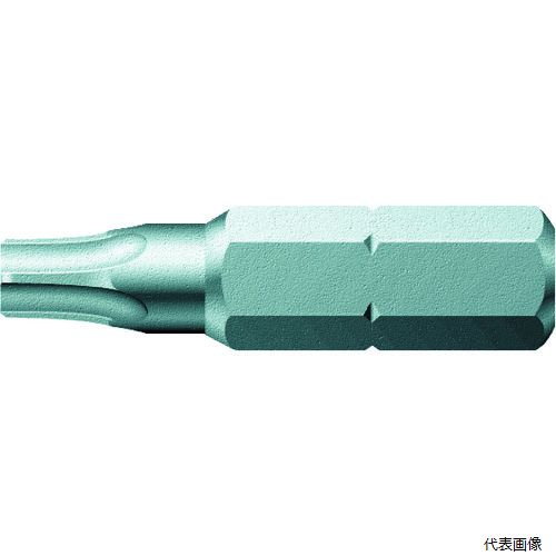 【特長】 ●頑強なビットで、鉄板や金属板での加工に最適です。 【仕様】 ●刃先：T5 ●全長(mm)：25 ●シャンク径(mm)：3.0 ●先端マグネット：無し ●色：シルバー ●差込(mm)：6.35 ●差込：6.35mm ●トーションタ...