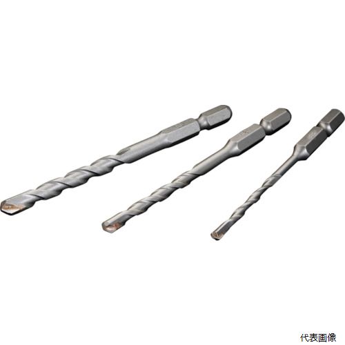 【特長】 ●六角軸（対辺6.35mm）により充電インパクトドライバーに直接取り付けが可能です。 ●一体型のため、ブレが少なく、耐久性に優れています。 【用途】 ●被削材：コンクリート、ブロック、レンガ、モルタル、タイルなど。 【仕様】 ●刃...