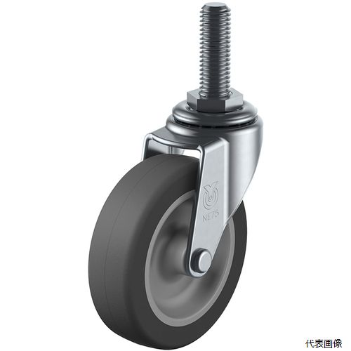 【特長】 ●標準的な小型キャスターです。軽量物運搬用のワゴンやラックなどに最適です。 ●床面に跡が付きにくい材質です。 ●床面を汚しにくいエラストマー車輪を使用しています。 【用途】 ●台車や家具、什器に。 【仕様】 ●許容荷重(daN)：...