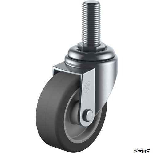 【特長】 ●走行性・耐荷重を備えた標準的な小型キャスターです。軽量物運搬用のワゴンやラックに最適です。 ●床面に跡が付きにくい材質です。 ●床面を汚しにくいエラストマー車輪を使用しています。 【用途】 ●台車や家具、什器に。 【仕様】 ●許...
