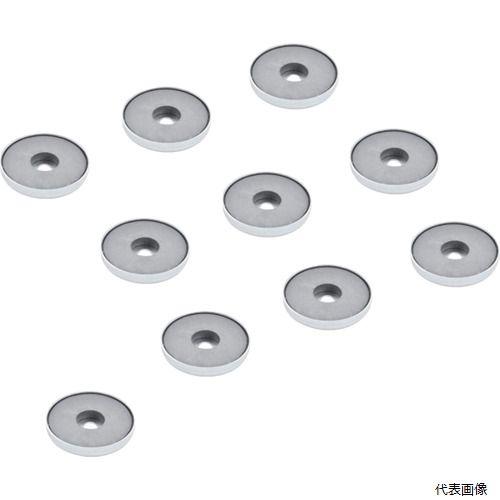 【特長】 ●10個で1パックのお買い得品番です。 ●キャップを付けることにより、磁石単体より5倍〜10倍の吸着力が上がります。 【用途】 ●吸着用。 【仕様】 ●表面磁束密度(T)：0.17 ●吸着力(N)：44.13 ●外径(mm)：31...