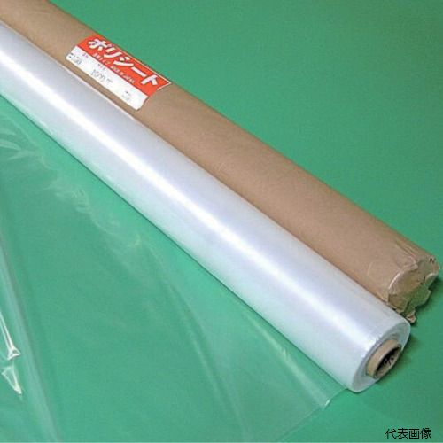 【特長】 ●防湿・防水・汚れ防止加工されたポリシートです。 【用途】 ●道路建設用路盤シート、溜池等の漏水防止、雨よけ・風・ほこりよけ・カバーとして。 ●色：透明 ●幅(m)：2(梱包時二つ折り) ●長さ(m)：50 ●厚さ(mm)：0.0...