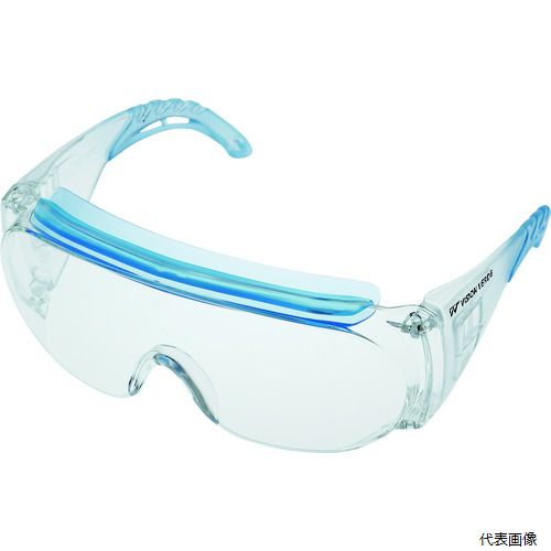 【特長】 ●軟質ひさしにより肌当たりが柔らかくゴミの侵入も防ぎます。 ●テンプル先端のラバーで耳当たりがソフトです。 ●優れた曇り止め性能を実現しました。 ●メガネ併用可能です。 【仕様】 ●レンズ色：クリア ●テンプル色：ブルー ●幅(m...