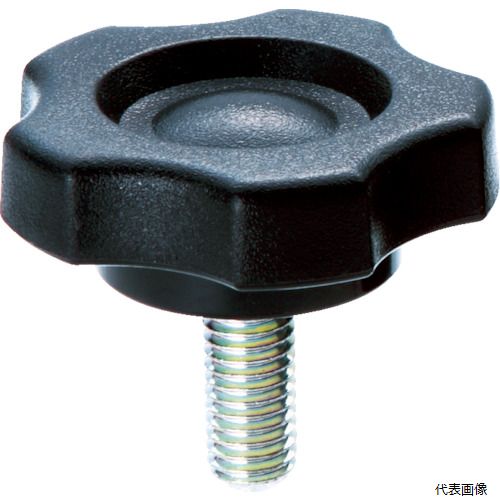 【特長】 ●手になじみやすい五角形タイプのノブです。 【用途】 ●工作機器、治工具、事務機器、OA機器等に。 【仕様】 ●外径(mm)：42 ●ノブ高さ(mm)：16 ●ねじ寸法：M8×1.25 ●ねじ長さ(mm)：10 ●色：黒 ●耐熱温...