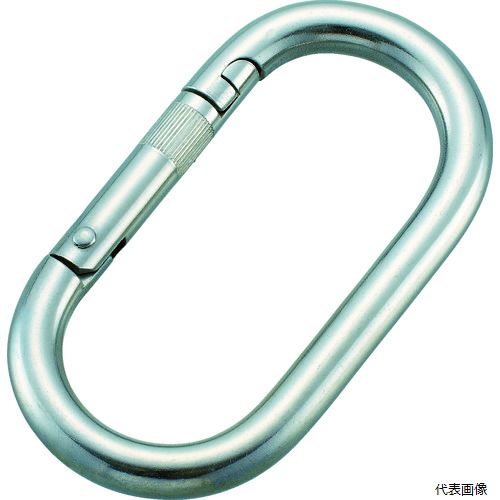 【特長】 ●スプリングフックです。 ●バネの力で開口部分が戻ります。 【用途】 ●チェーン・ワイヤ・ロープ等の連結金具として、また端末の金具のジョイントに。 【仕様】 ●使用荷重(kN)：1.32 ●D(mm)：10 ●L(mm)：90 ●...