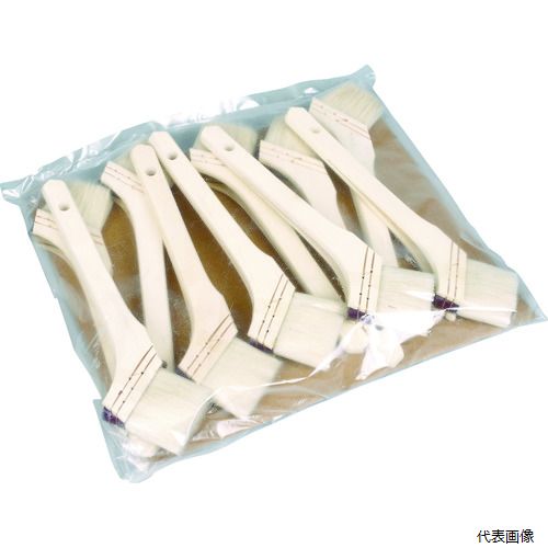 【特長】 ●10本入のお買い得パックです。 ●安くて仕上げに優れ、細かい所にも美しく塗れます。 【用途】 ●油性、ニス用。 【仕様】 ●刷毛幅(mm)：30 ●毛丈(mm)：30 ●玉厚(mm)：12 ●全長(mm)：205 【材質／仕上】...
