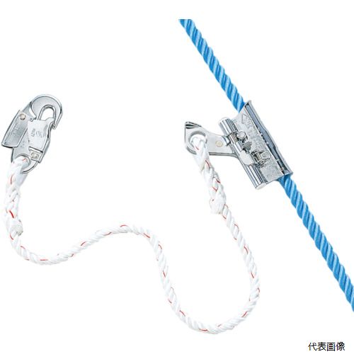 【特長】 ●垂直親綱用グリップ（1本吊り専用）です。 【用途】 ●建設・土木・造船・橋梁・鉱山・工場・プラントなどに。 【仕様】 ●径(mm)：10 ●幅(mm)：10 ●長さ(mm)：800 ●適合親綱(mm)：16〜20 ●品名：ロープ...