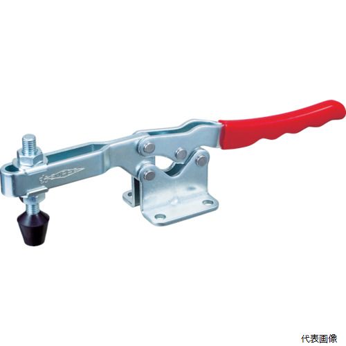 【特長】 ●ほとんどの機種のカシメ（支持）ピンにステンレスを採用し、長期の使用に対応しています。 【用途】 ●検査治具をはじめ、熔接治具、その他組立治具、加工治具に。 【仕様】 ●全長(mm)：294 ●締圧力(kN)：3.4 ●付属ボルト...