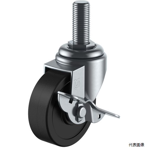 【特長】 ●厨房機器やワゴンなどで広く使用されています。 ●走行性、耐荷重性を備えた標準的な小型キャスターです。 【用途】 ●台車や家具、什器に。 【仕様】 ●許容荷重(daN)：50 ●許容荷重(kgf)：51 ●車輪径D(mm)：100...
