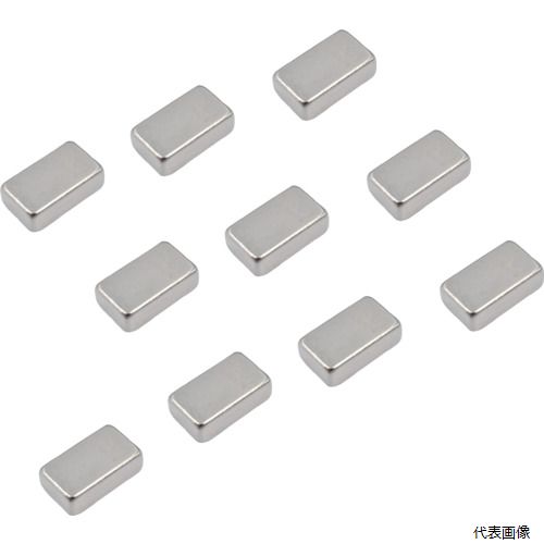 【特長】 ●10個で1パックのお買い得品番です。 ●磁石の中で最強の磁場をもつネオジム磁石です。 【用途】 ●センサーやモーター部品として。 【仕様】 ●表面磁束密度(T)：0.35 ●吸着力(N)：19.82 ●幅(mm)：7 ●長さ(m...