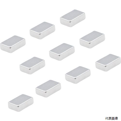 【特長】 ●10個で1パックのお買い得品番です。 ●磁石の中で最強の磁場をもつネオジム磁石です。 【用途】 ●センサーやモーター部品として。 【仕様】 ●表面磁束密度(T)：0.35 ●吸着力(N)：32.53 ●幅(mm)：10 ●長さ(...