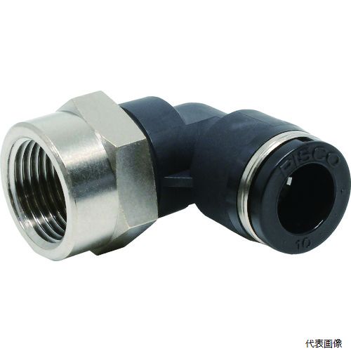 【特長】 ●機種により取付け後、チューブの取出角度が変えられます。 ●条件により、水を流すことも可能です。 ●機種を豊富に取り揃え、あらゆる空気圧配管に対応します。 ●適合チューブ外径D(mm)：10 ●接続口径：Rc3/8 ●六角対辺(m...