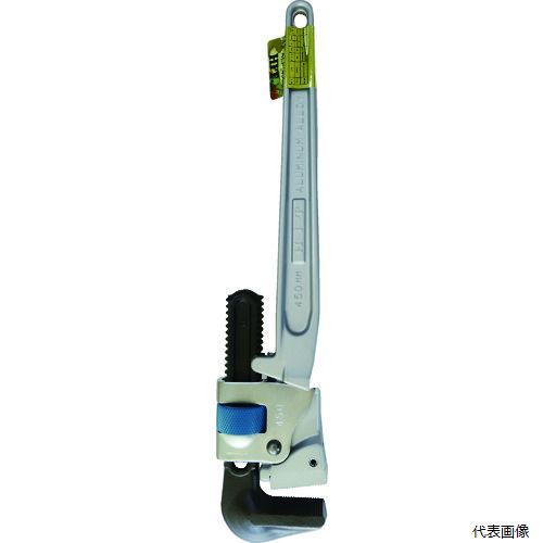 【特長】 ●対象物へ傷を付けにくい専用歯を採用しています。 ●本体はアルミ鍛造品のため、軽くて丈夫です。 【用途】 ●ガス・水道管（白管）、被覆鋼管の締め付け・解体作業に。 【仕様】 ●くわえられる管呼び寸法：8〜65A ●くわえられる管外...