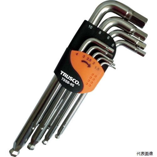 【特長】 ●ホルダが回転でき、各サイズのレンチの出し入れがしやすいです。 ●ホルダが回転でき、各サイズの六角棒レンチの出し入れがしやすいです。 ●耐食性、耐薬品性、衛生面に優れたステンレス製のロングボールポイントL形レンチです。 ●約25°...