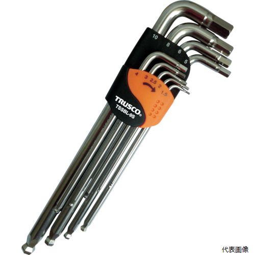 【特長】 ●ホルダが回転でき、各サイズのレンチの出し入れがしやすいです。 ●ホルダが回転でき、各サイズの六角棒レンチの出し入れがしやすいです。 ●耐食性、耐薬品性、衛生面に優れたステンレス製のロングボールポイントL形レンチです。 ●約25°...