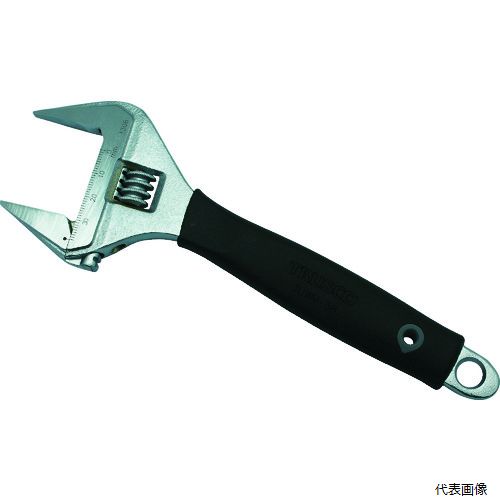 【特長】 ●ワイドな口開きで複数のサイズのボルトやナット締めができます。 ●ソフトグリップ付で手に優しく安定した作業ができます。 【仕様】 ●全長(mm)：214 ●最大口開き(mm)：38 ●硬度：HRC40〜50 【材質／仕上】 ●本体...