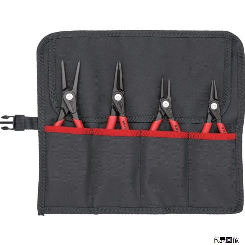 【特長】 ●使用頻度の高い軸用・穴用精密スナップリングプライヤーの4本セットです。 ●ツールロールは耐久性に優れたポリエステル製です。 【仕様】 ●リング使用範囲(mm)：(穴用)Φ12-25、Φ19-60(軸用)Φ10-25、Φ19-60...