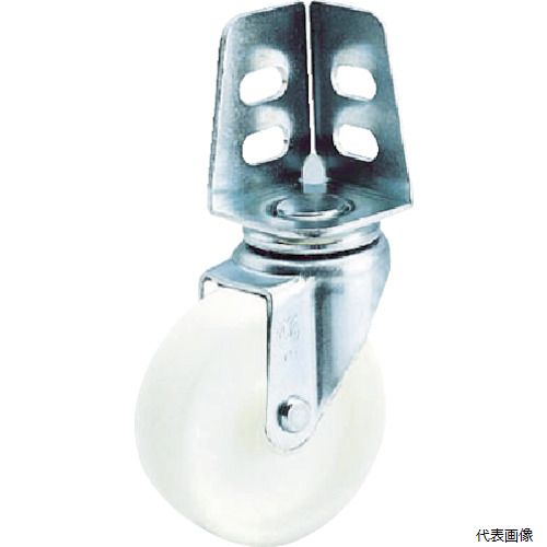 【特長】 ●アングルへの取り付けが簡単にできます。 【用途】 ●アングル式の棚や軽荷重機器運搬に。 ●自在式 ●アングル式の棚や軽荷重機器運搬に。 【仕様】 ●許容荷重(daN)：40 ●許容荷重(kgf)：40.8 ●車輪径D(mm)：5...