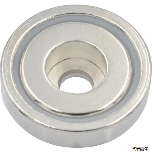 【特長】 ●磁石の中で最強の磁場をもちます。 【用途】 ●センサー、機構品の吸着用。 【仕様】 ●吸着力(N)：166.71 ●外径(mm)：25 ●厚さ(mm)：7.7 ●適合ねじ：M5 ●形状：丸型 ●丸形 ●キャップ付 ●段穴タイプ ...