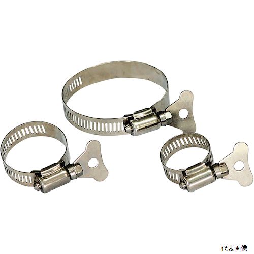 【特長】 ●ハンドル付だから、工具なしでもホースなどの締め付け・固定が非常に簡単にできます。 ●サビに強いステンレス製。 【用途】 ●ホース 【仕様】 ●最大径(mm)：32 ●最小径(mm)：18 ●バンド幅(mm)：12.0 ●呼び径：...