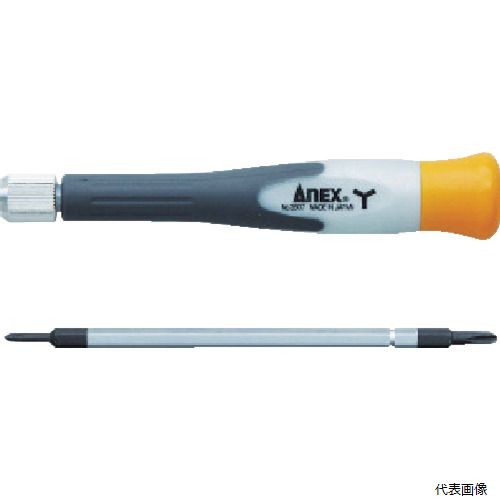 【特長】 ●Y型の特殊ネジ回しに使用できます。 ●2サイズのY型に対応する両頭タイプです。 ●携帯電話、ゲーム機、コンピュータなどのY型ネジ回しに使用できます。 【仕様】 ●刃先：Y型×Y型大 ●軸長(mm)：63 ●全長(mm)：175（...