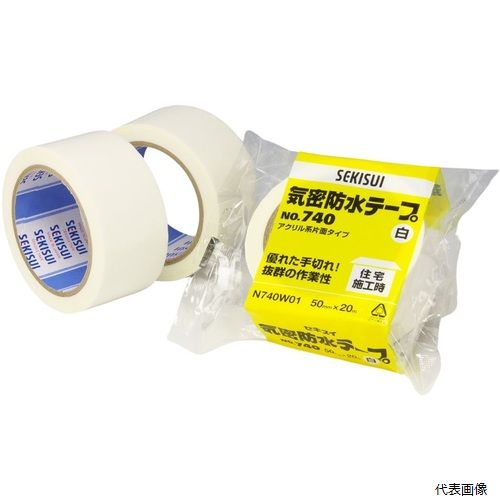 【特長】 ●手切れ性がよくテープ引き出しが軽いため作業効率があがります。 ●特殊アクリルのりを使用し冬場も張り付けやすく手を汚しません。 【用途】 ●透湿防水シート固定用。 ●断熱材パネルの継ぎ目固定用。 【仕様】 ●色：ホワイト ●幅(m...