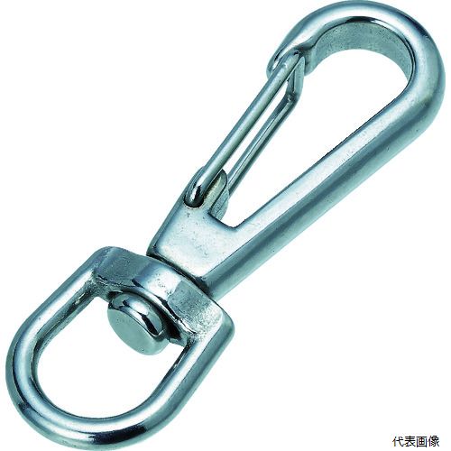 【特長】 ●アイの部分が回転しますので、チェーンなど絡みません。 【用途】 ●チェーン・ワイヤ・ロープなどの連結金具として。 ●端末金具のジョイントに。 ●チェーンなどのよりとりに。 【仕様】 ●使用荷重(kN)：0.05 ●D(mm)：2...