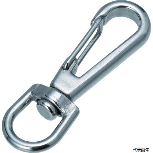 【特長】 ●アイの部分が回転しますので、チェーンなど絡みません。 【用途】 ●チェーン・ワイヤ・ロープなどの連結金具として。 ●端末金具のジョイントに。 ●チェーンなどのよりとりに。 【仕様】 ●使用荷重(kN)：0.10 ●D(mm)：3...