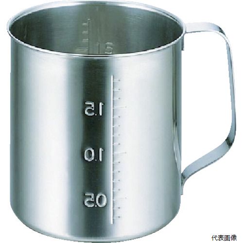 【特長】 ●注ぎ口がないので大きい容器に液体をうつす時に便利です。 【仕様】 ●容量(ml)：2000 ●目盛間隔(ml)：100 ●外径(mm)：143 ●高さ(mm)：145 ●取手付 【材質／仕上】 ●ステンレス（SUS304） 【注...
