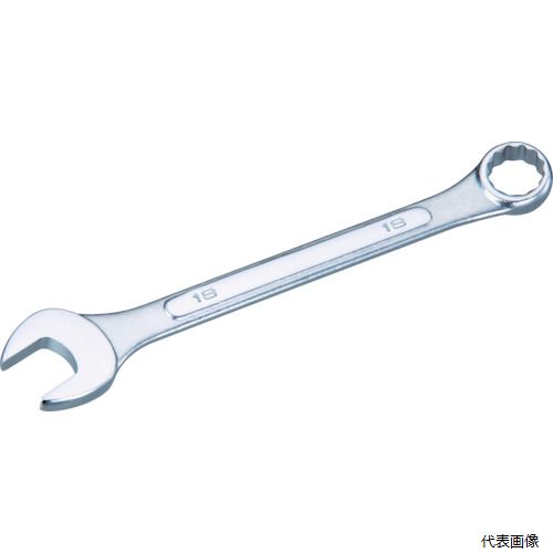 【特長】 ●口径寸法が同じスパナとめがねレンチを一体化し、スパナは早回しに、めがねレンチは本締め作業に適します。 ●めがね柄部の曲がり角度15°です。 ●仕上面は美しく、肌触りがよく重量感があります。 ●Cr-V（クロムバナジウム鋼） ●梨...