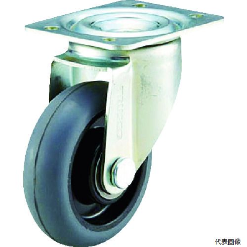 【特長】 ●自在車・固定車が同一の取付ピッチです。 【仕様】 ●タイプ：自在式 ●車輪径(mm)：125 ●車輪幅(mm)：34 ●取付ピッチX×Y(mm)：100×56 ●取付穴径P(mm)：11 ●許容荷重(kgf)：163.2 ●取付...