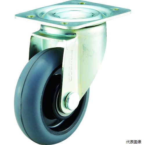 【特長】 ●自在車・固定車が同一の取付ピッチです。 【仕様】 ●タイプ：自在式 ●車輪径(mm)：100 ●車輪幅(mm)：30 ●許容荷重(kgf)：122.4 ●取付高H(mm)：132 ●取付ピッチX×Y(mm)：80×45 ●取付穴...