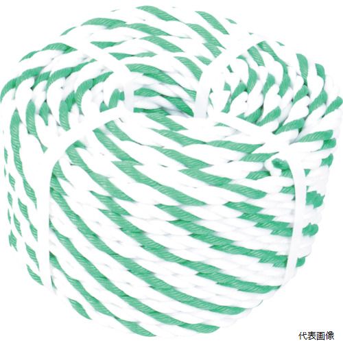 【特長】 ●安全標識、区画整理用として使用できる白色と緑色の2色のロープです。 【用途】 ●立入禁止・危険区域の表示。 【仕様】 ●色：白/緑 ●線径(mm)：7.5 ●長さ(m)：50 ●包装形態：バンド掛巻 【材質／仕上】 ●ポリエチレ...