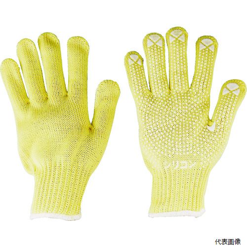 【特長】 ●ケブラー［［R下］］と同等の強度を保有するパラ系アラミド繊維であるトワロン［［R上］］を使用した耐切創すべり止め付き手袋です。 ●耐熱性(約300℃)のあるシリコン樹脂のすべり止めです。 【用途】 ●鉄鋼・溶接・板金・金属・機械...
