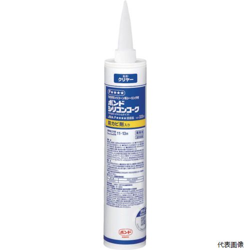 【特長】 ●防カビ剤入りのため、特に水まわりのシールに適しています。 ●日本シーリング工業会　JSIAF☆☆☆☆規格品です。 【用途】 ●建物のガラスやサッシまわりの水密・気密シールに。 【仕様】 ●色：クリヤー ●容量(ml)：330 ●...