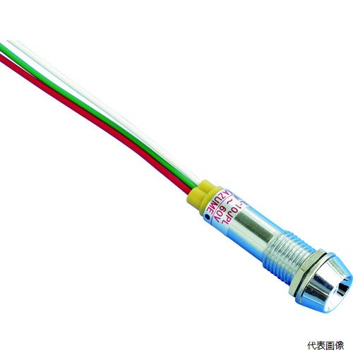 【特長】 ●抵抗器内蔵の超高輝度LED表示灯です。 ●赤・緑の2色発光となります。 ●200mmのリード線付です。 ●使用電圧範囲がDC5〜60VのDC専用フリー電源仕様です。 【用途】 ●通電表示や警告表示などに。 【仕様】 ●レンズ色：...