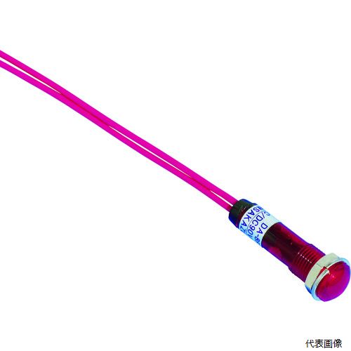 【特長】 ●抵抗器内蔵の高輝度LED表示灯です。 ●AC/DC100V用電源にダイレクトに接続出来ます。 ●長さ200mmのリード線付です。 【用途】 ●通電表示や警告表示などに。 【仕様】 ●レンズ色：赤 ●発光色：赤 ●定格電圧(V)：...