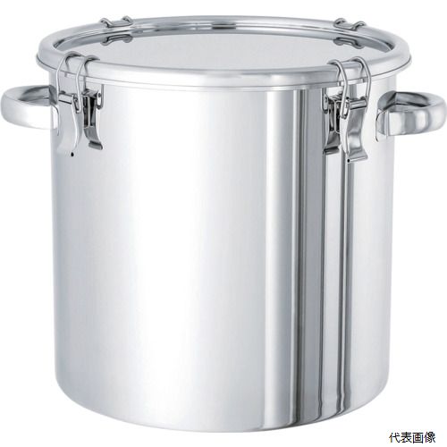 【特長】 ●本体とフタの締め付けをキャッチクリップで行う密閉式容器です。 ●内外面バフ研磨仕上げです。 ●シリコンゴムパッキンを使用しています。 ●底面フラットタイプのため粉・液だまりがありません。 【用途】 ●液体・粉体などの保存容器。 ...