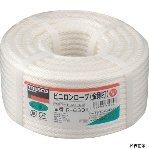 【特長】 ●耐候性、耐久性に優れ、漁業用、陸上用などの幅広い分野で使われています。 ●強度は3つ打に比べ30%程度低下しますが、しなやかで手触りが良く、キンク（ねじれ）しにくい扱いやすいロープです。 【用途】 ●屋外現場での使用。 ●国旗な...