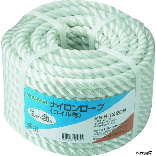 【特長】 ●合成繊維の中で最も強度があり、耐摩擦性、耐熱性に優れています。 ●伸びがあるため、衝撃吸収性があります。 【用途】 ●安全帯の工具吊り下げ用。 ●電工現場のリードロープ用など。 ●色：白 ●線径(mm)：12 ●長さ(m)：20...