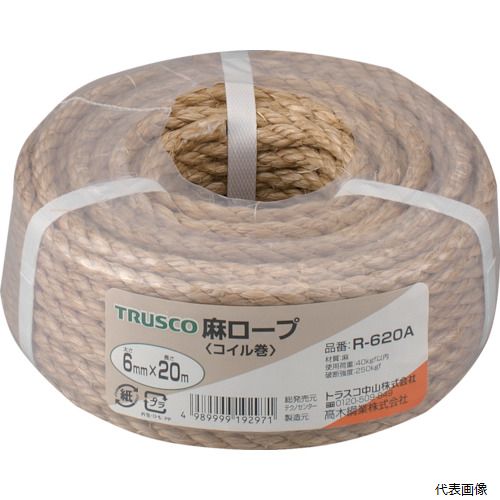 【特長】 ●天然素材なので腐食し、土に還元されます。 ●強度があり、摩擦に強いです。 【用途】 ●街路樹の結束。 ●造園樹木の根巻き。 ●色：茶 ●線径(mm)：6 ●長さ(m)：20 ●ロープの打ち方：3打ち ●包装形態：バンド掛巻 ●3...