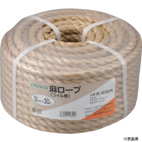【特長】 ●天然素材なので腐食し、土に還元されます。 ●強度があり、摩擦に強いです。 【用途】 ●街路樹の結束。 ●造園樹木の根巻き。 【仕様】 ●色：茶 ●線径(mm)：12 ●長さ(m)：30 ●ロープの打ち方：3打ち ●包装形態：バン...
